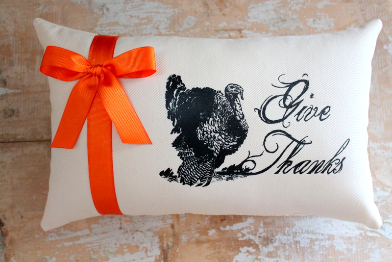 Thanksgiving Pillow, Fall Decor, Turkey, Give Thanks, Autumn on Luulla