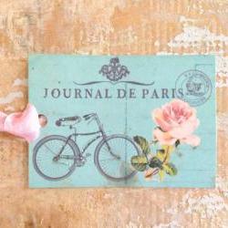 Paper Tag, Gift Tag, French, Paris, Bicycle, Vintage, Floral on Luulla
